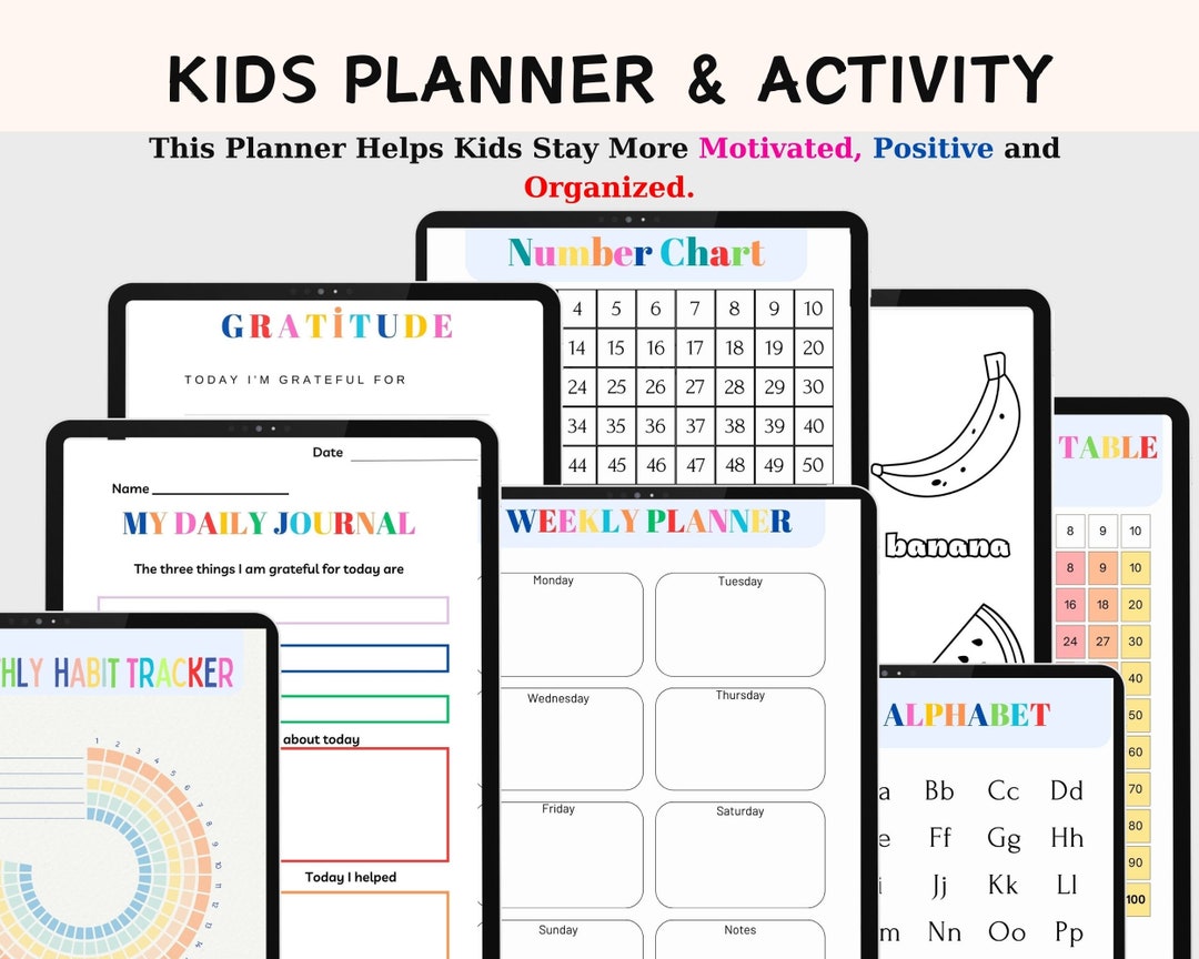 Kids Planner Set - Kids School Planner- Kids Digital Planner Printable ...