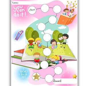 Kids Reading Reward Chart: Printable Tracker - Book Sticker Chart ...