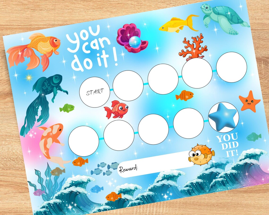 Ocean Reward Chart - Fish Sticker Reward Chart - Under the Sea Behavior ...