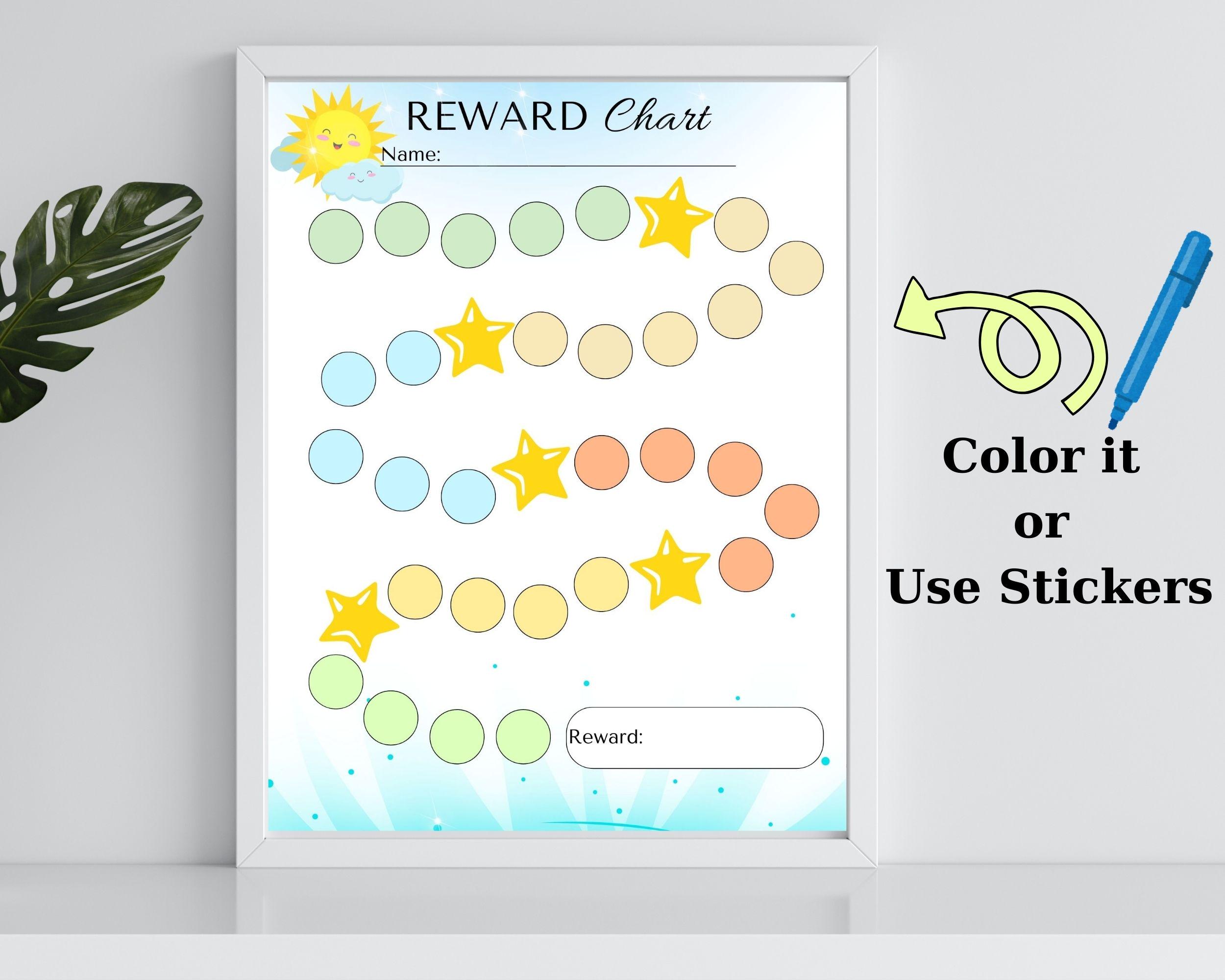 Printable Reward Chart - Sun Rainbow Reward Chart - Toddler Reward ...