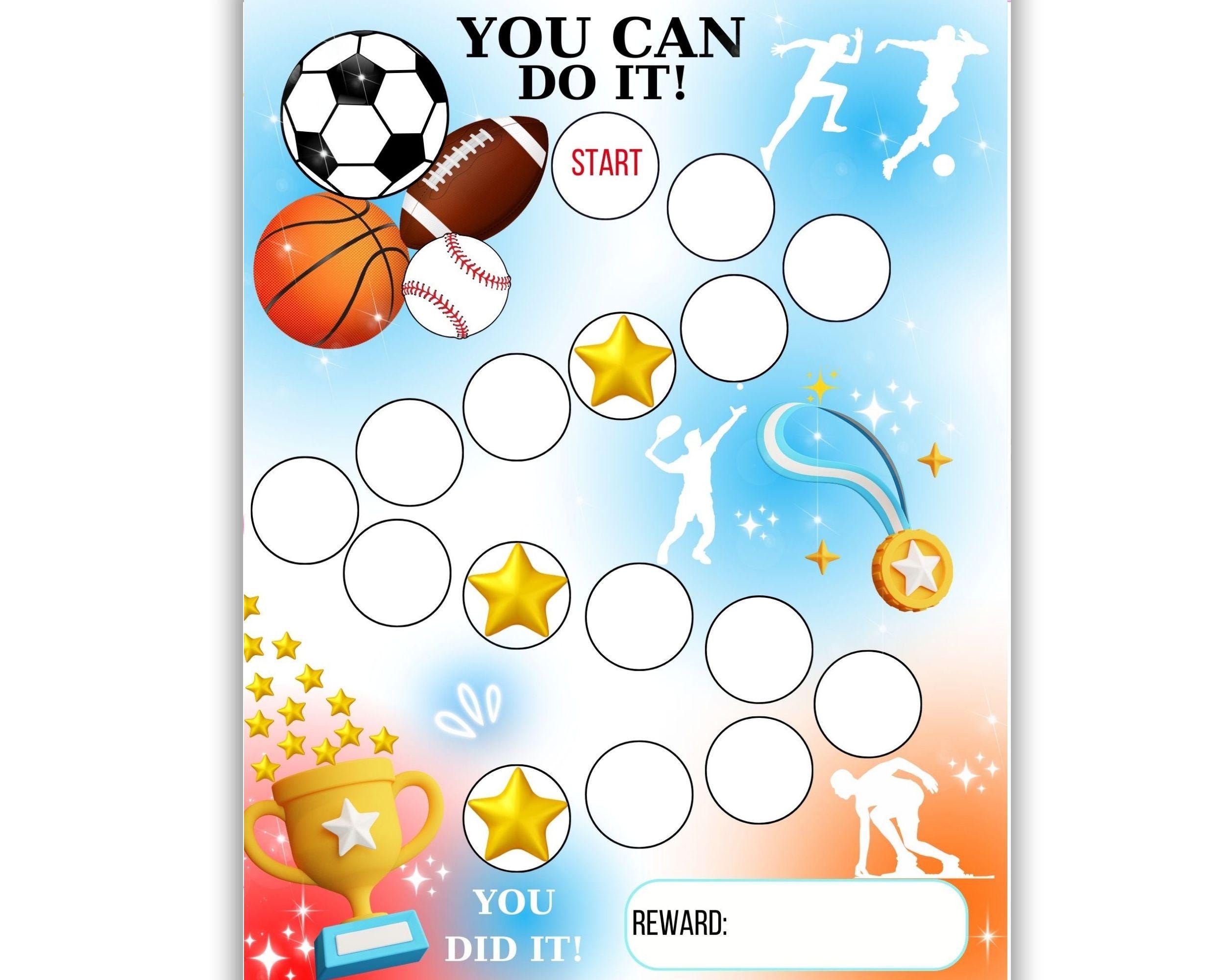 Printable Sports Reward Chart for Kids - Football Sticker Chart ...