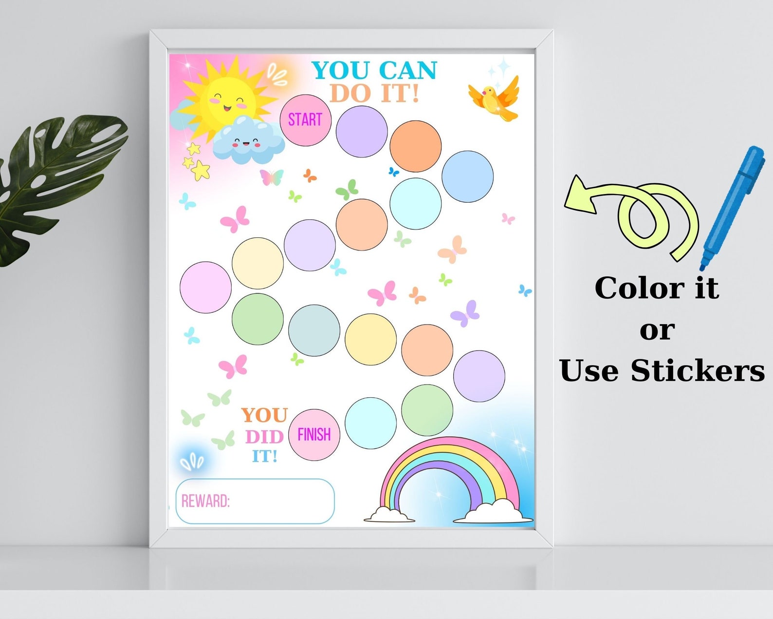 Printable Rainbow Reward Chart - Sun Reward Chart - Toddler Reward ...