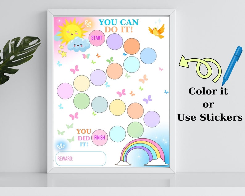 Printable Rainbow Reward Chart - Sun Reward Chart - Toddler Reward ...