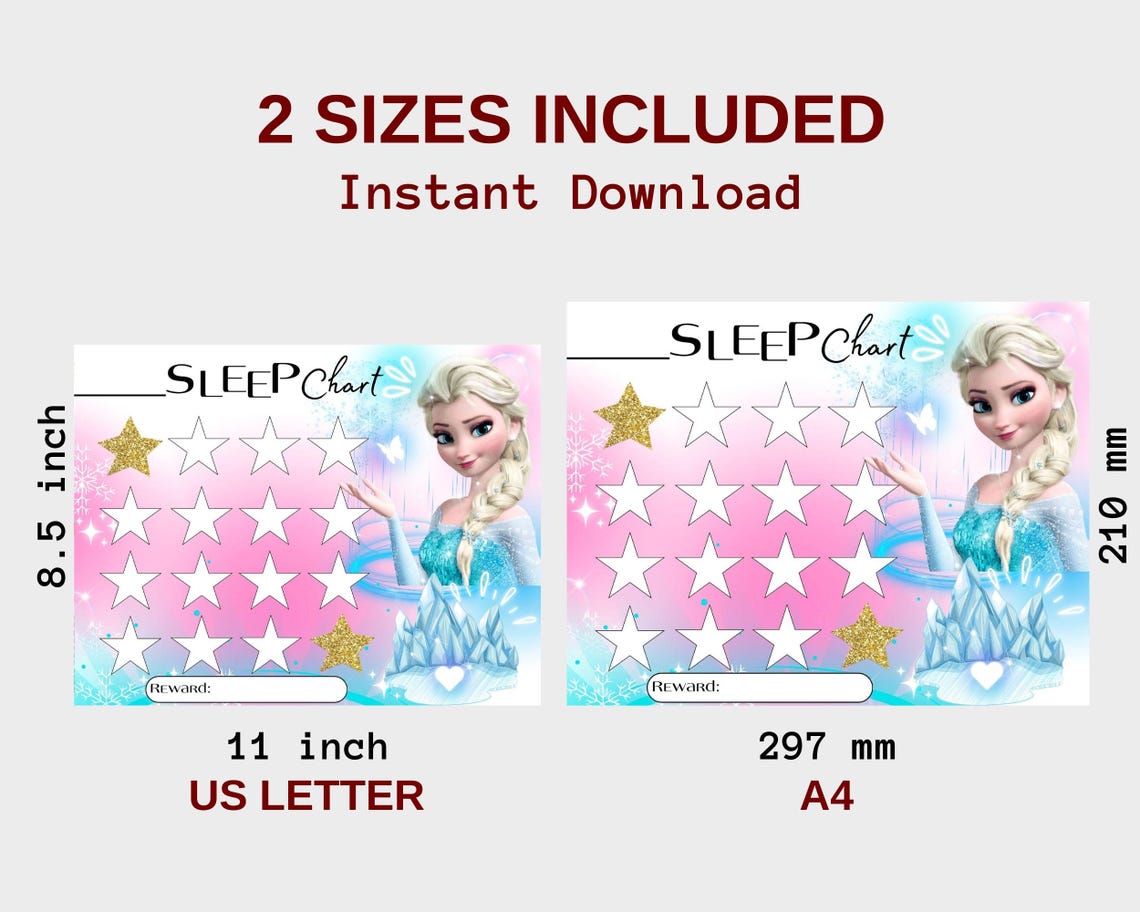 Elsa Sleep Reward Chart - Frozen Sleeping Chart Printable - Toddler ...