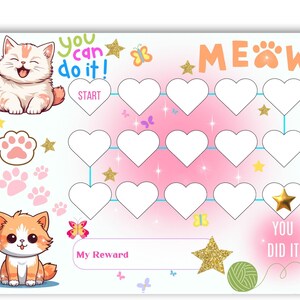 Cute Cat Reward Chart - Sticker Chart for Kids - Behavior Chart - Potty ...
