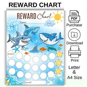 Printable Shark Reward Chart - Ocean Reward Chart - Under the Sea ...