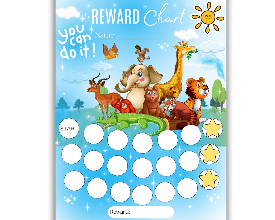 Printable Zoo Reward Chart - Kids Chore Chart - Jungle Sticker Chart ...
