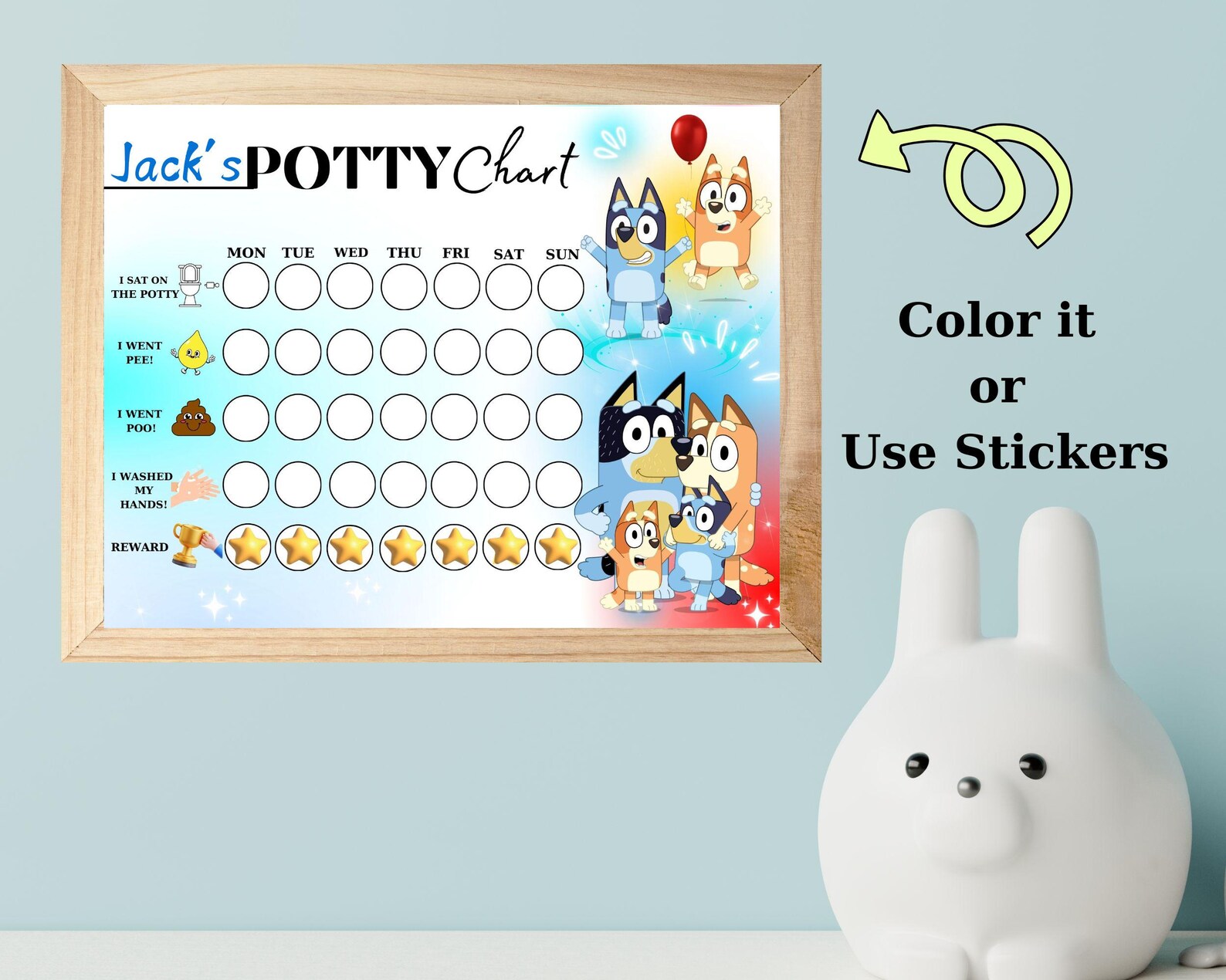 Bluey Potty Training Chart - Bluey Family Potty Reward Chart - Toilet ...