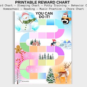 Christmas Reward Chart for Kids - Snowman Sticker Chart - Santa Prize ...