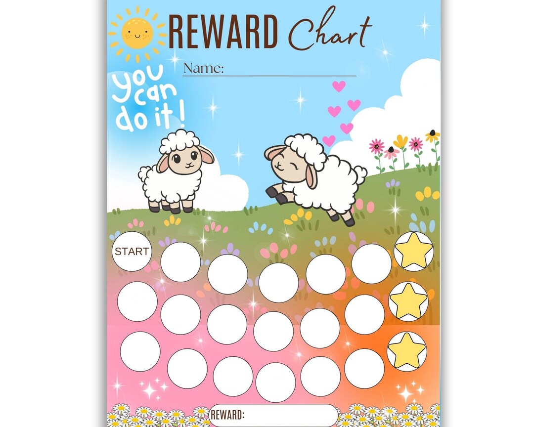 Lamb Reward Chart for Kids Sheep Sticker Chart Potty Training Chart ...