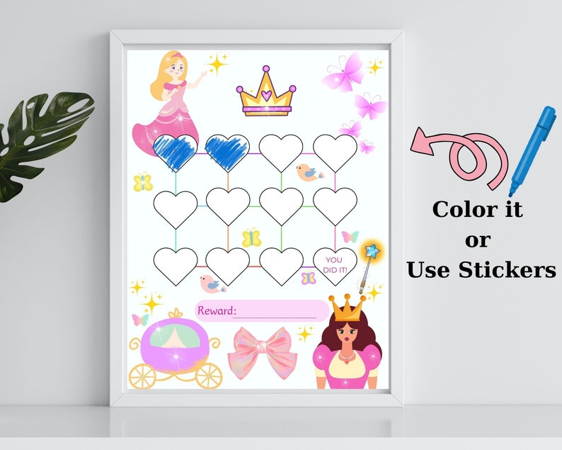 Girls Princess Reward Chart: Potty Training, Chores, Behavior ...