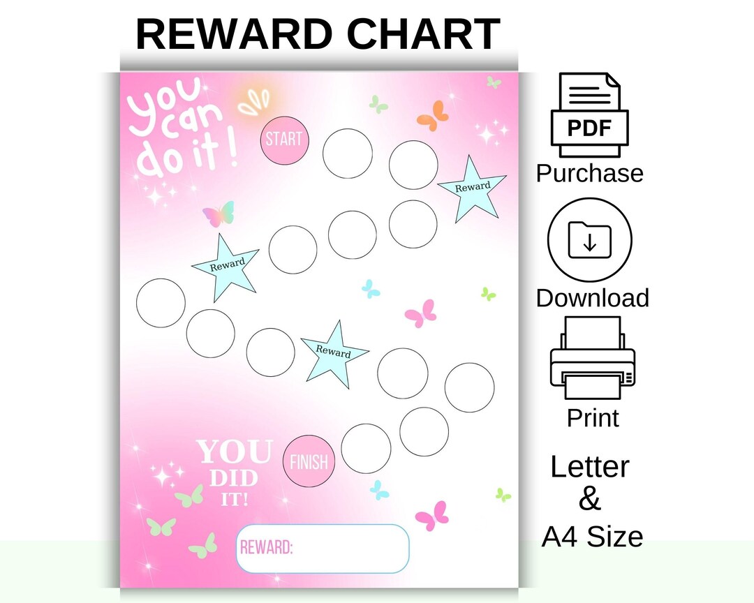 Pink Reward Chart for Girls - Printable Behavior Chart - Toddler ...
