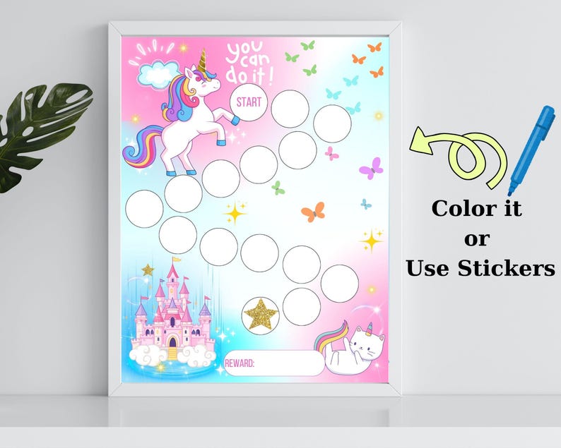 Unicorn Reward Chart - Unicorn Sticker Chart - Girls Behavior Chart ...