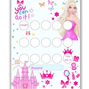 Princess Reward Chart - Girls Princess Reward Chart - Potty Training ...