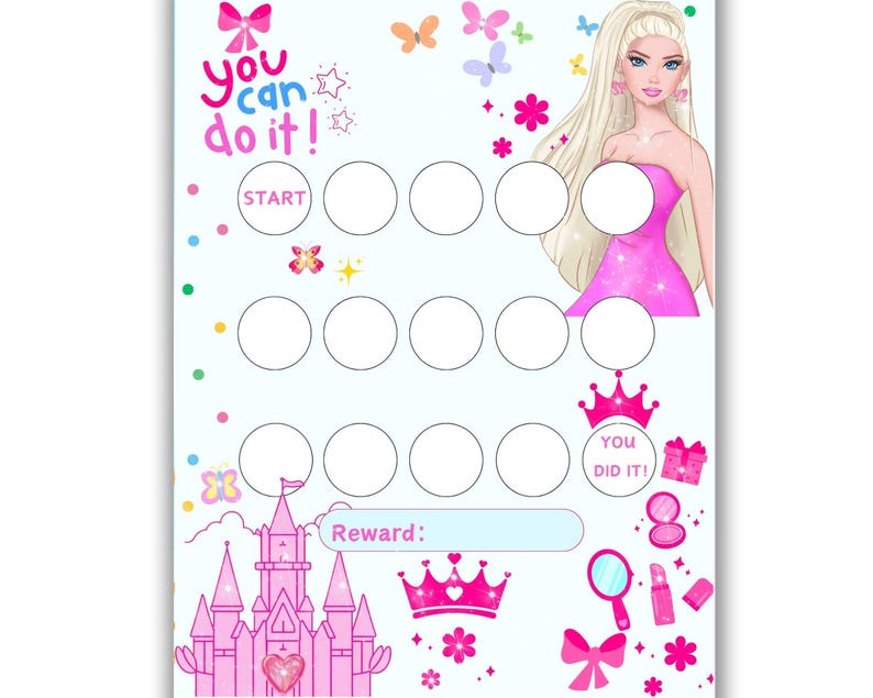 Princess Reward Chart Girls Princess Reward Chart Potty Training Chart ...