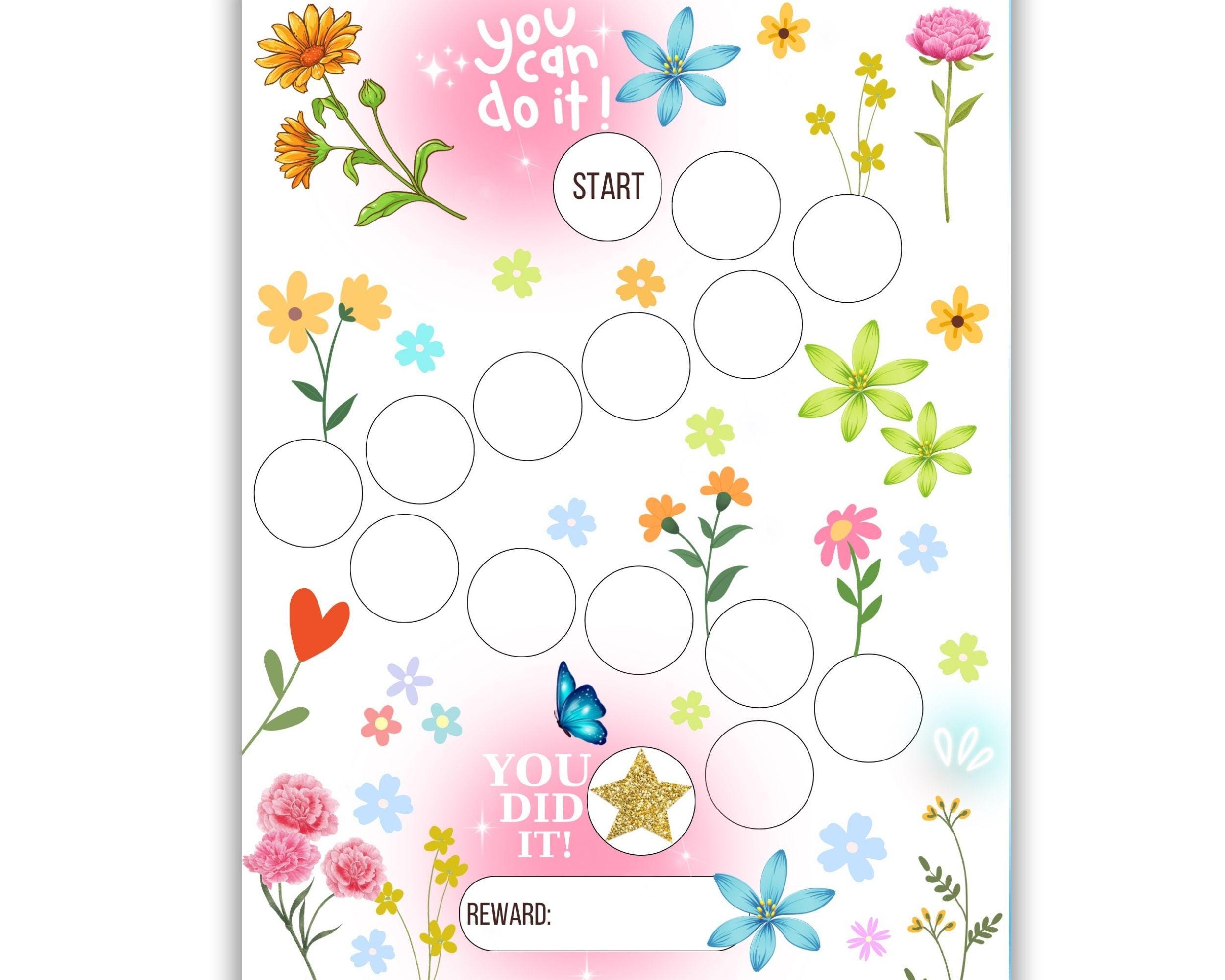 Flower Reward Chart for Kids - Butterfly Reward Chart - Toddler Reward ...