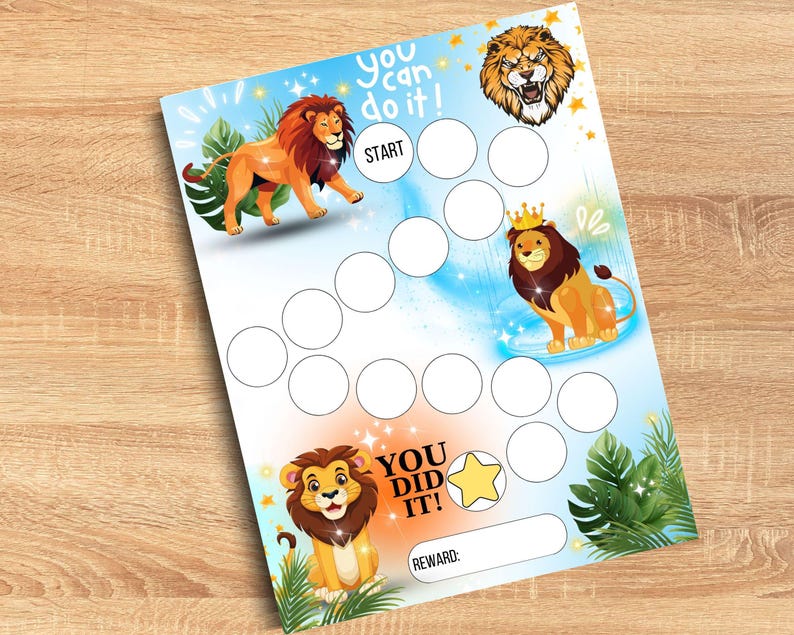 Lion Reward Chart Kids Reward Chart Toddler Reward Chart Potty Training ...