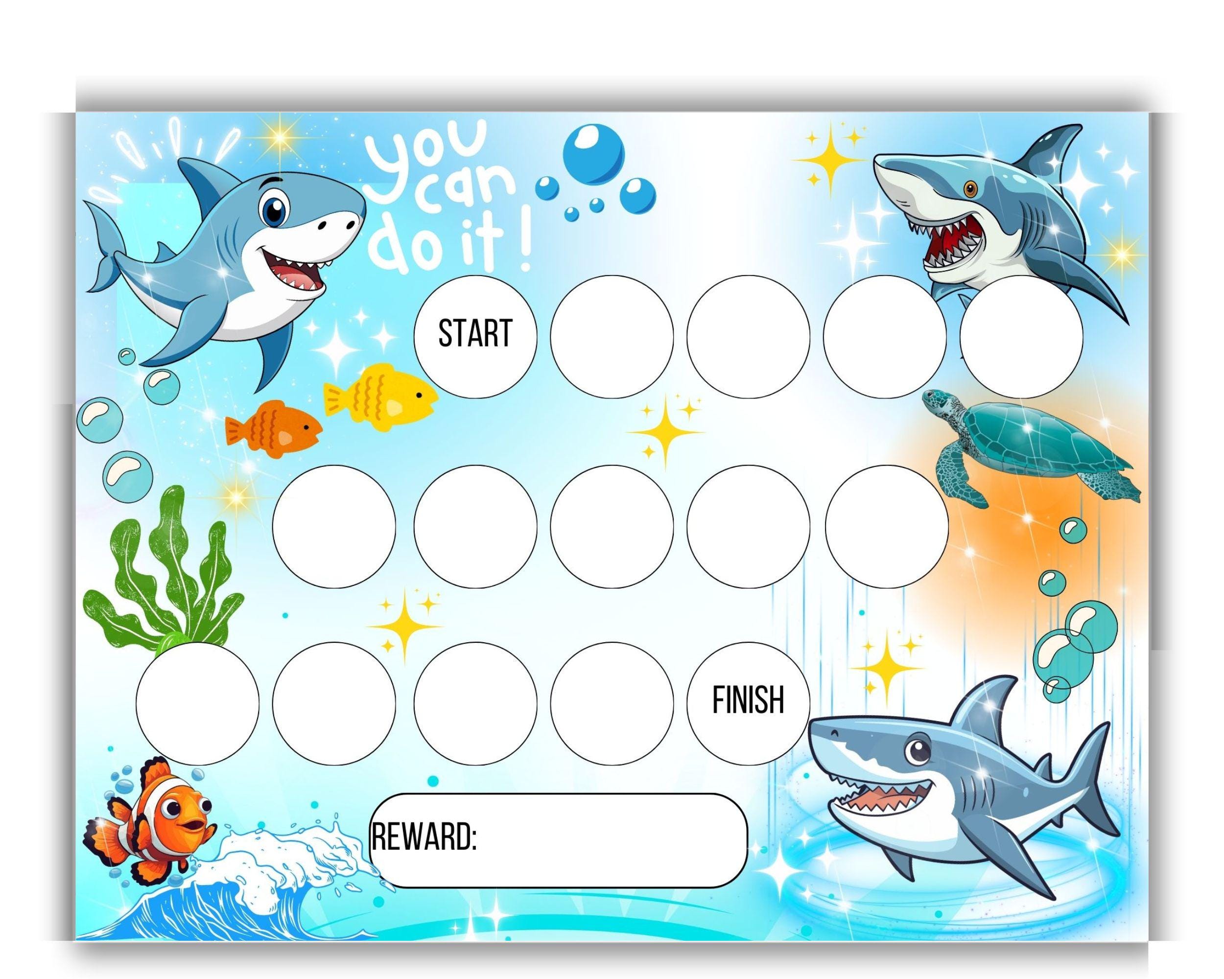 Shark Reward Chart - Ocean Reward Chart - Under the Sea Behavior Chart ...
