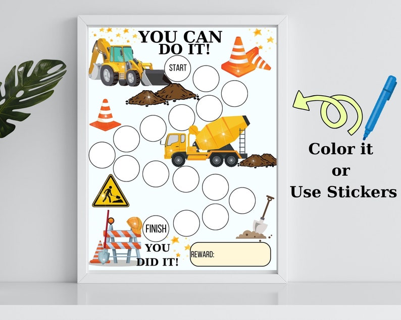 Digger Reward Chart - Boys Behavior Chart - Construction Reward Chart ...