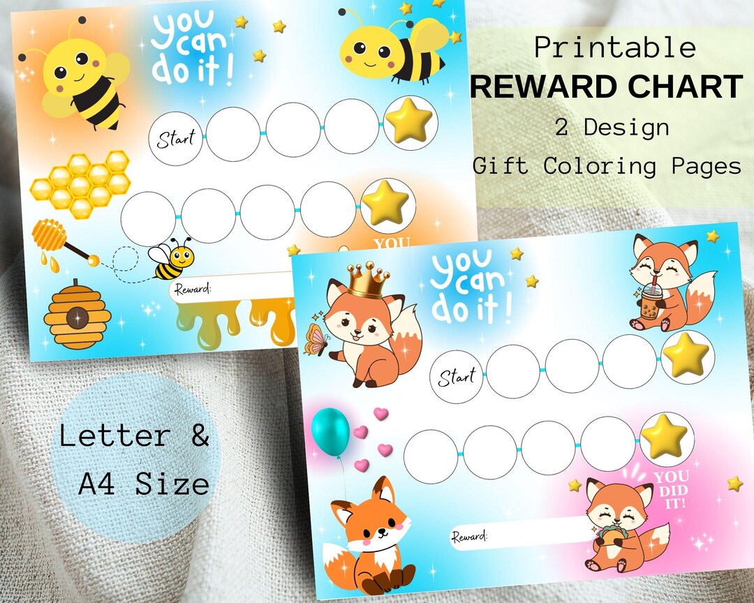 Bee & Fox Reward Chart Set for Kids | Printable Behavior Chart Bundle ...