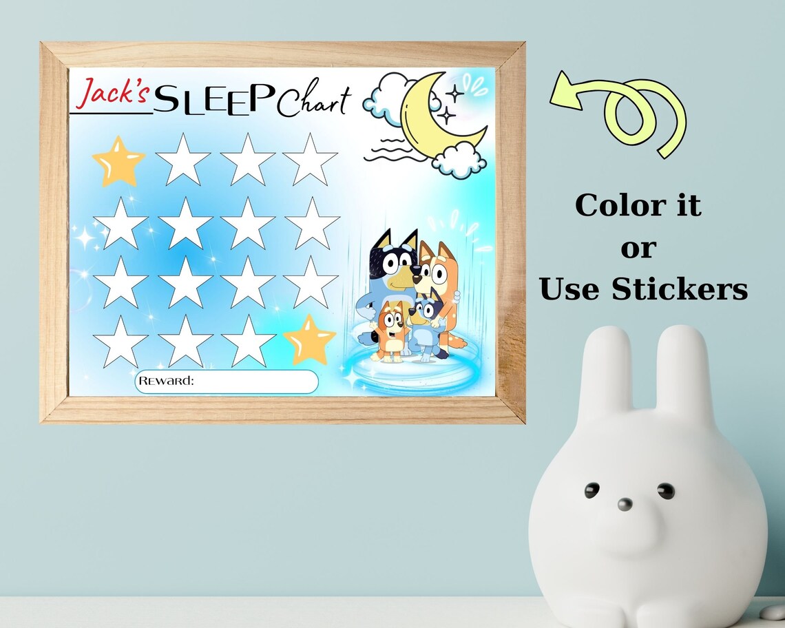 Bluey Sleeping Chart Kids Sleeping Chart Reward Chart Sleep Chart for ...