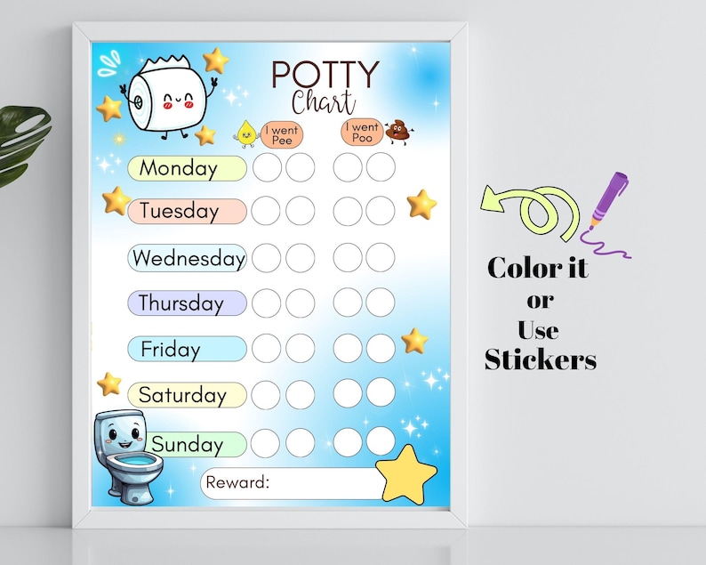 Potty Training Reward Chart for Kids – Toilet Routine & Behavior ...