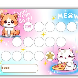 Printable Cat Reward Chart - Kids Reward Chart - Behavior Chart - Potty ...