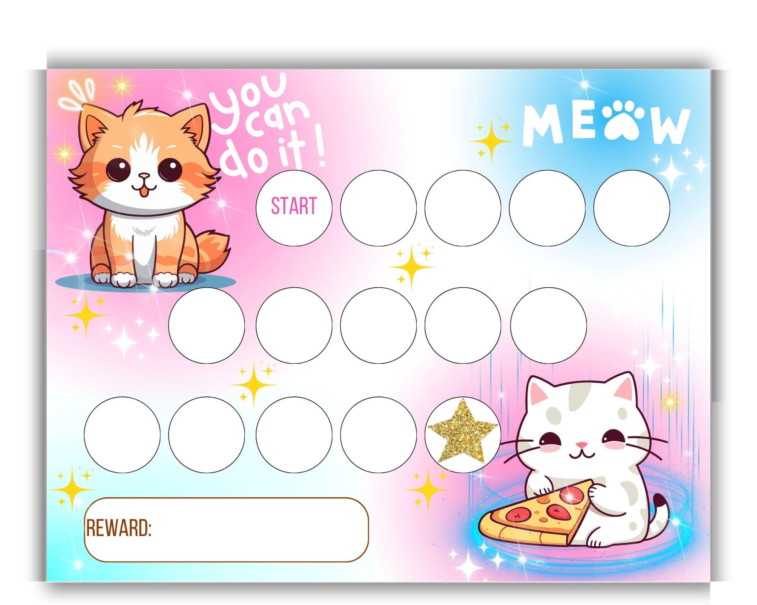 Printable Cat Reward Chart - Kids Reward Chart - Behavior Chart - Potty ...