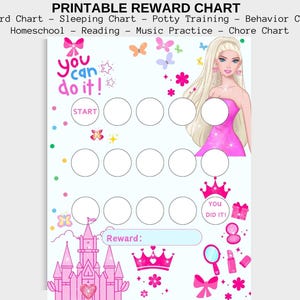 Princess Reward Chart - Girls Princess Reward Chart - Potty Training ...
