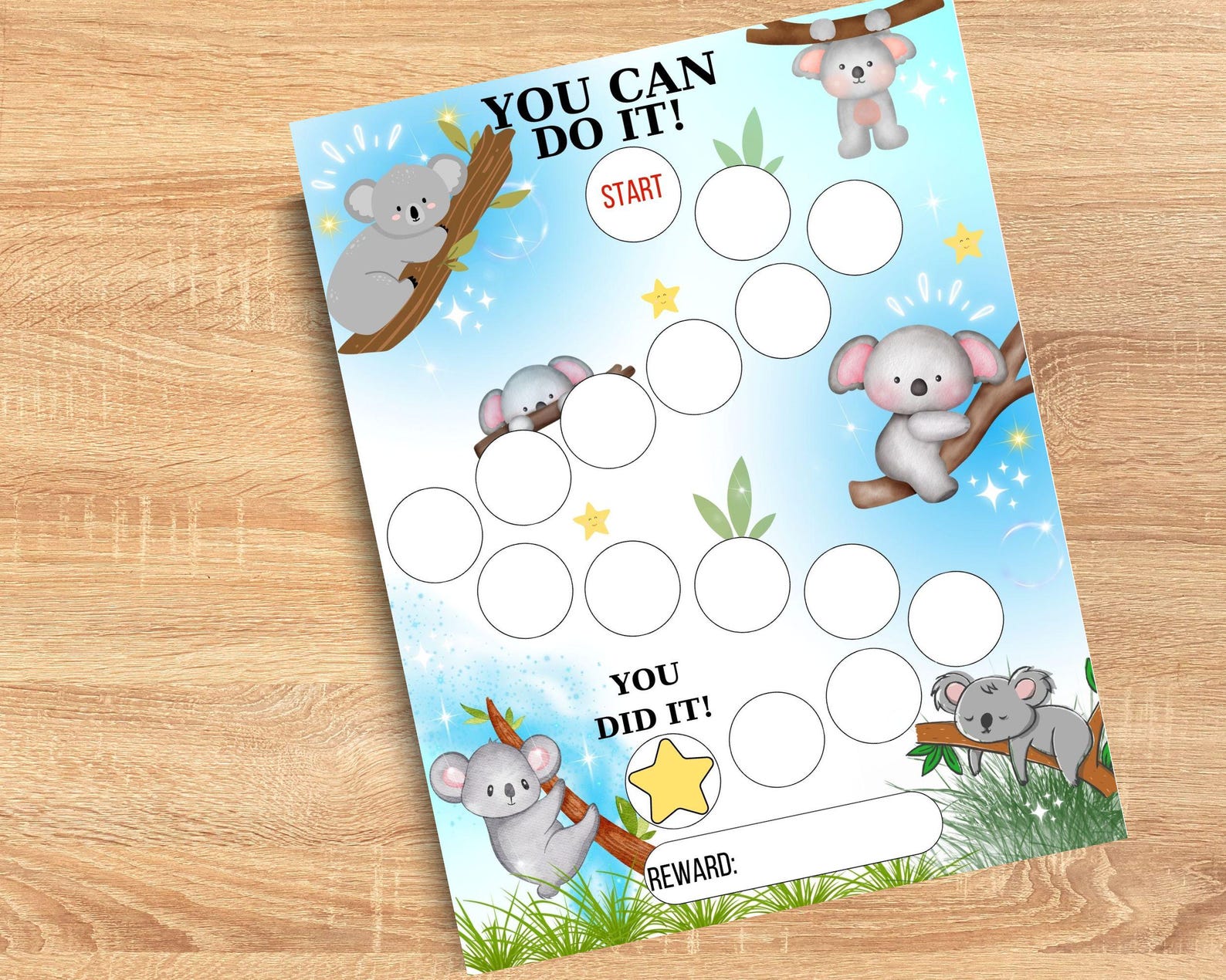 Koala Reward Chart for Kids - Chore, Potty, Sleep, Reading, Behavior ...