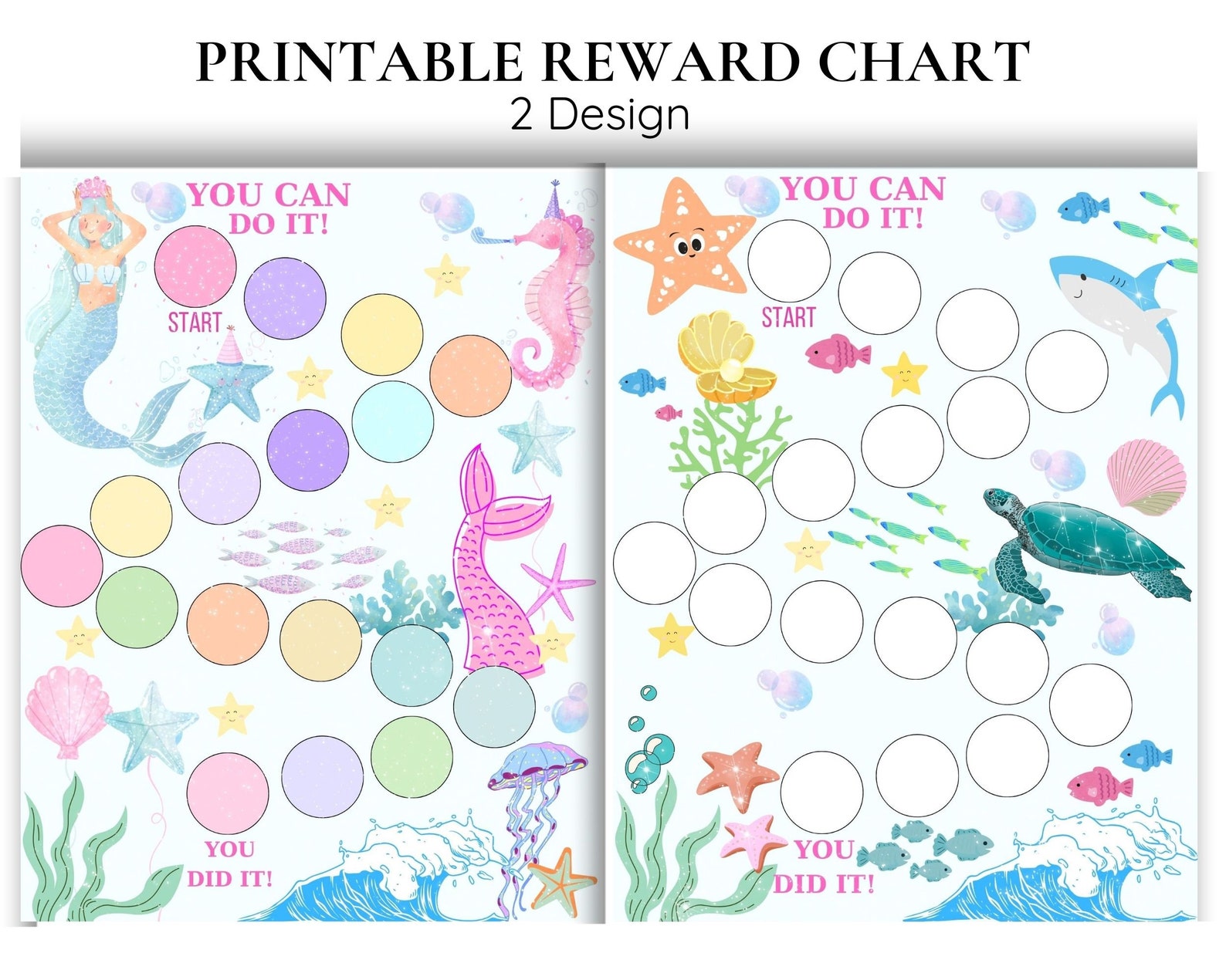 Printable Mermaid Reward Chart - Ocean Reward Chart - Under the Sea ...