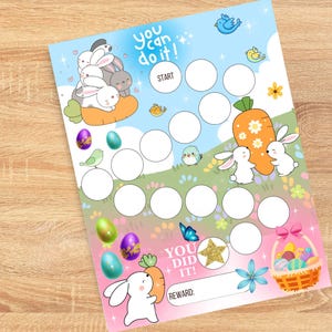 Printable Easter Reward Chart for Kids - Bunny Behavior Chart - Spring ...
