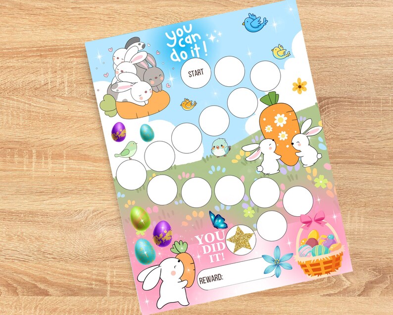 Printable Easter Reward Chart for Kids - Bunny Behavior Chart - Spring ...