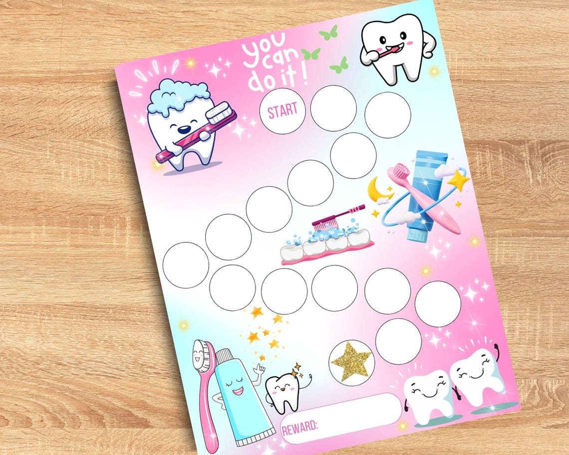 Teeth Brushing Reward Chart - Tooth Brushing Reward Chart - Sticker ...