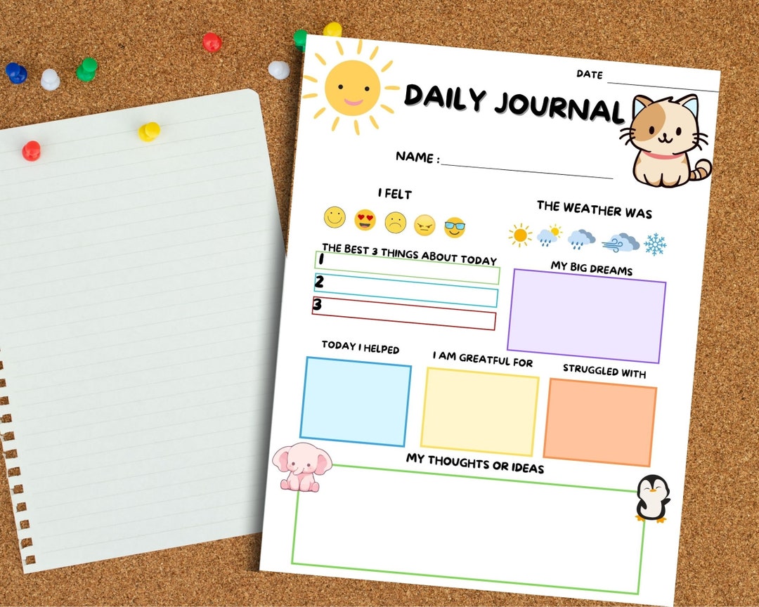 Kids Daily Journal Printable Journal for Kids Diary for Children Kids ...