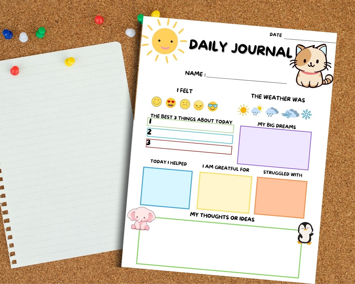 Kids Daily Journal Printable Journal for Kids Diary for Children Kids ...