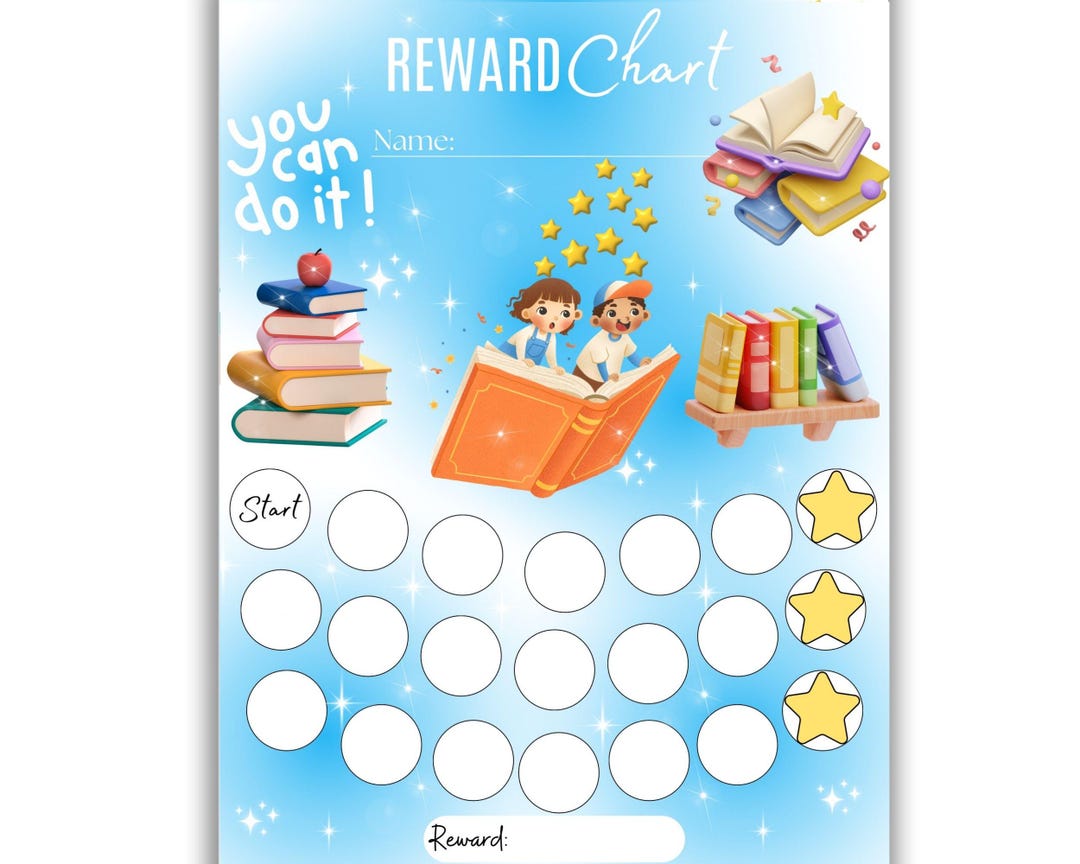 Reading Reward Chart - Kids Printable Reading Tracker - Sticker Chart ...
