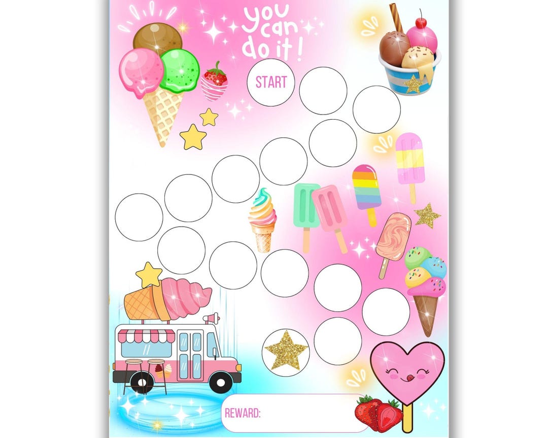 Ice Cream Reward Chart - Kids Behavior Chart - Potty Training Chart ...