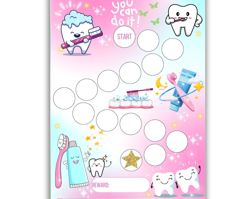 Teeth Brushing Reward Chart Tooth Brushing Reward Chart Sticker Chart ...