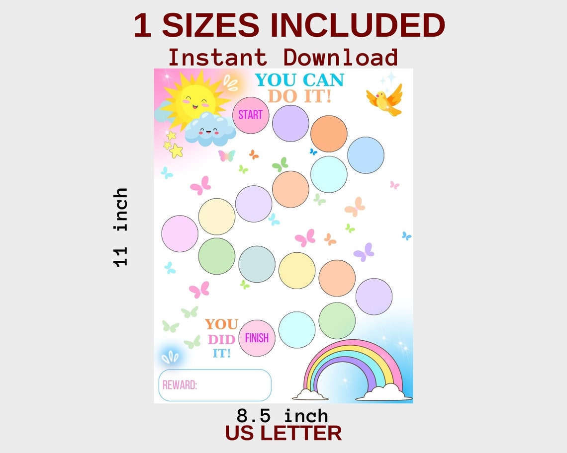 Printable Rainbow Reward Chart Sun Reward Chart Toddler Reward Chart ...