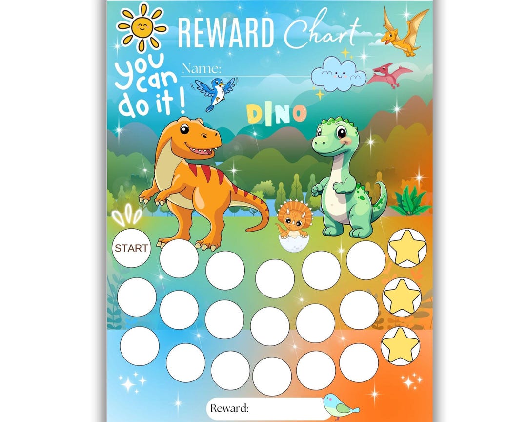 Dinosaur Reward Chart - Potty Training Chart - Boys Behavior Chart ...