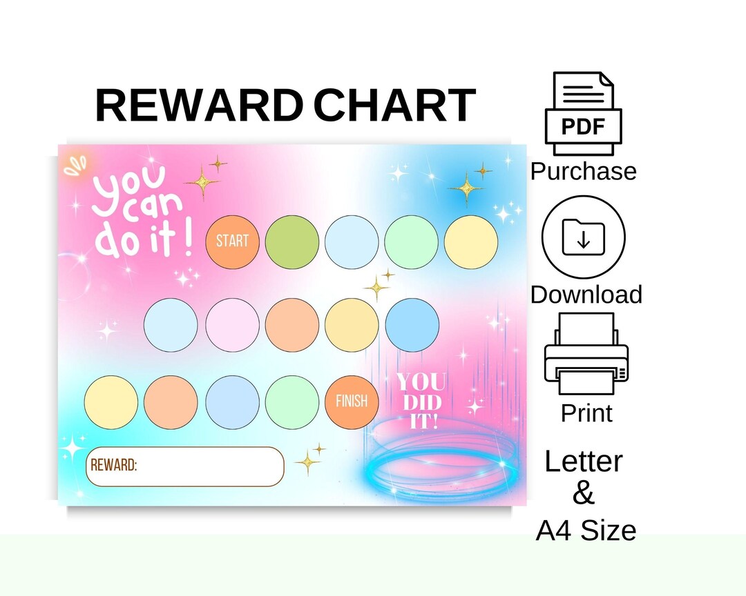 Colorful Reward Chart - Bright Printable Sticker Chart for Kids - Chore ...