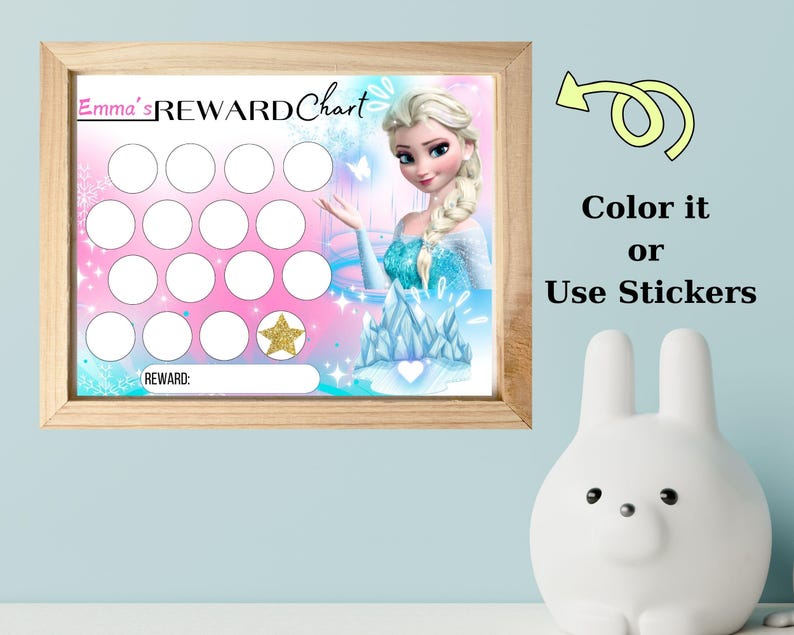 Frozen Reward Chart Elsa Reward Chart girls Princess Reward Chart Potty ...