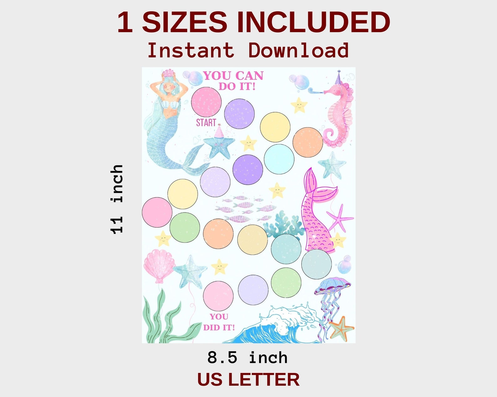 Printable Mermaid Reward Chart Ocean Reward Chart Under the Sea ...