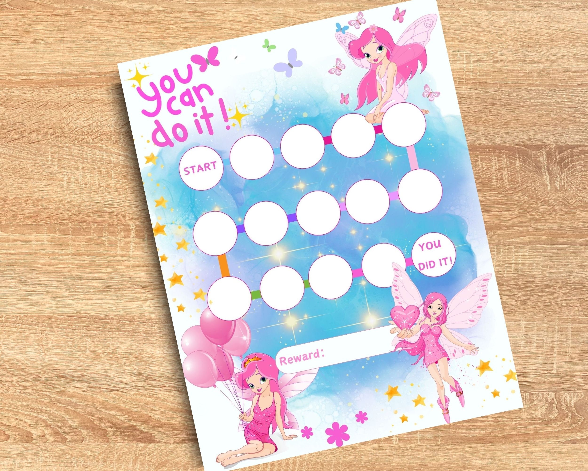 Fairy Reward Chart Princess Reward Chart Sleeping Chart Potty Training ...