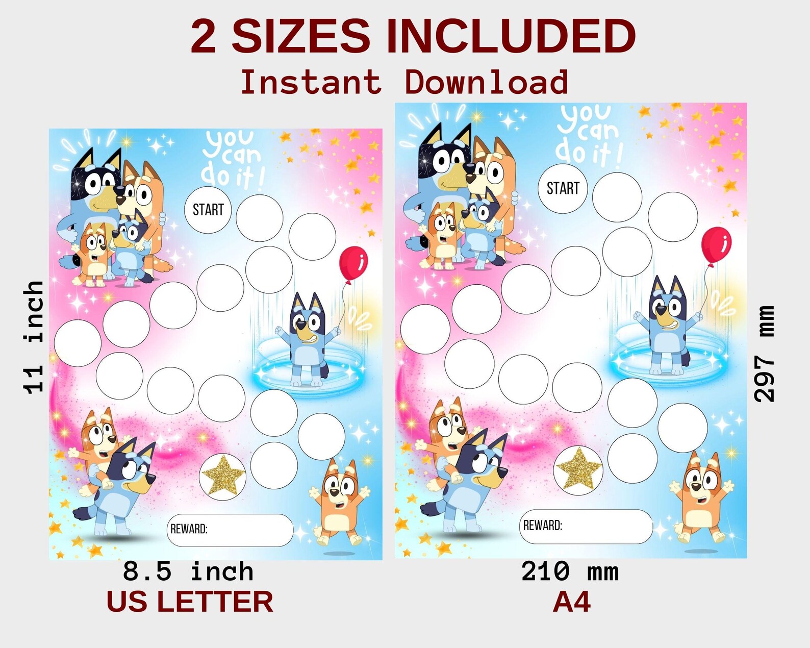 Bluey Reward Chart Bundle - Kids Reward Chart - Potty Training - Chore ...