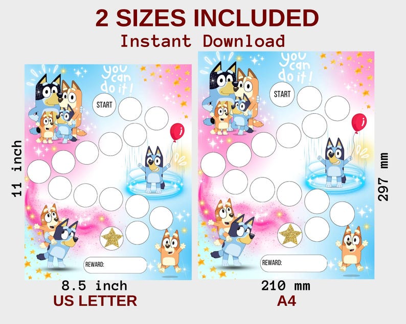 Bluey Reward Chart Bundle - Kids Reward Chart - Potty Training - Chore ...