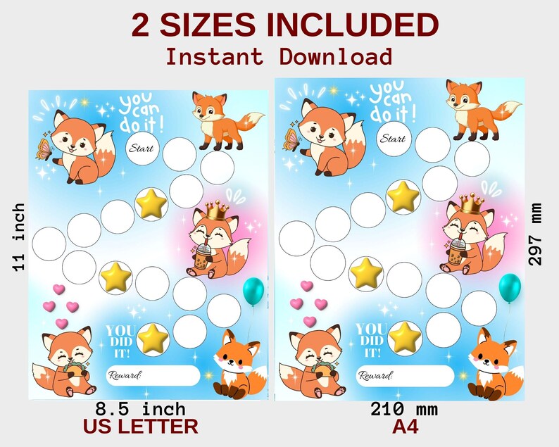 Cute Fox Reward Chart for Kids | Woodland Animal Behavior Chart ...