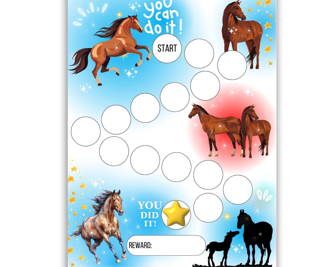 Horse Reward Chart for Kids – Printable Behavior - Chore Tracker ...