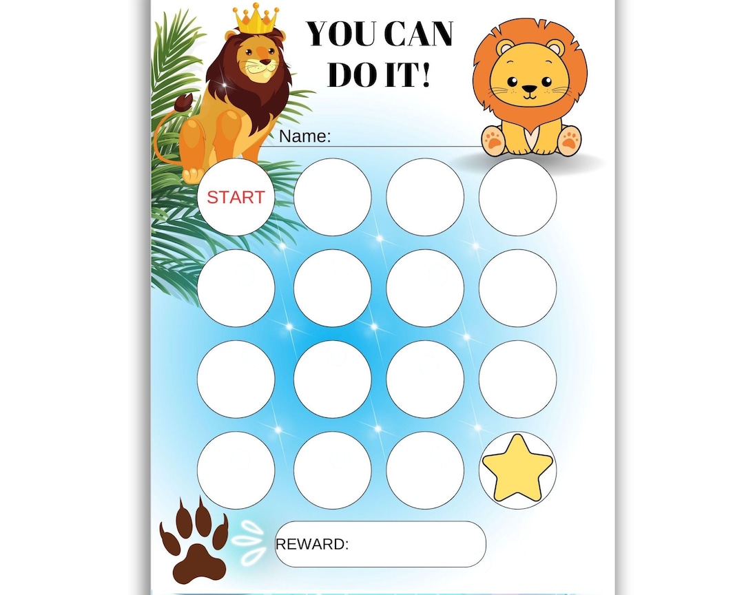 Lion Reward Chart Kids Reward Chart Toddler Reward Chart Potty Training ...